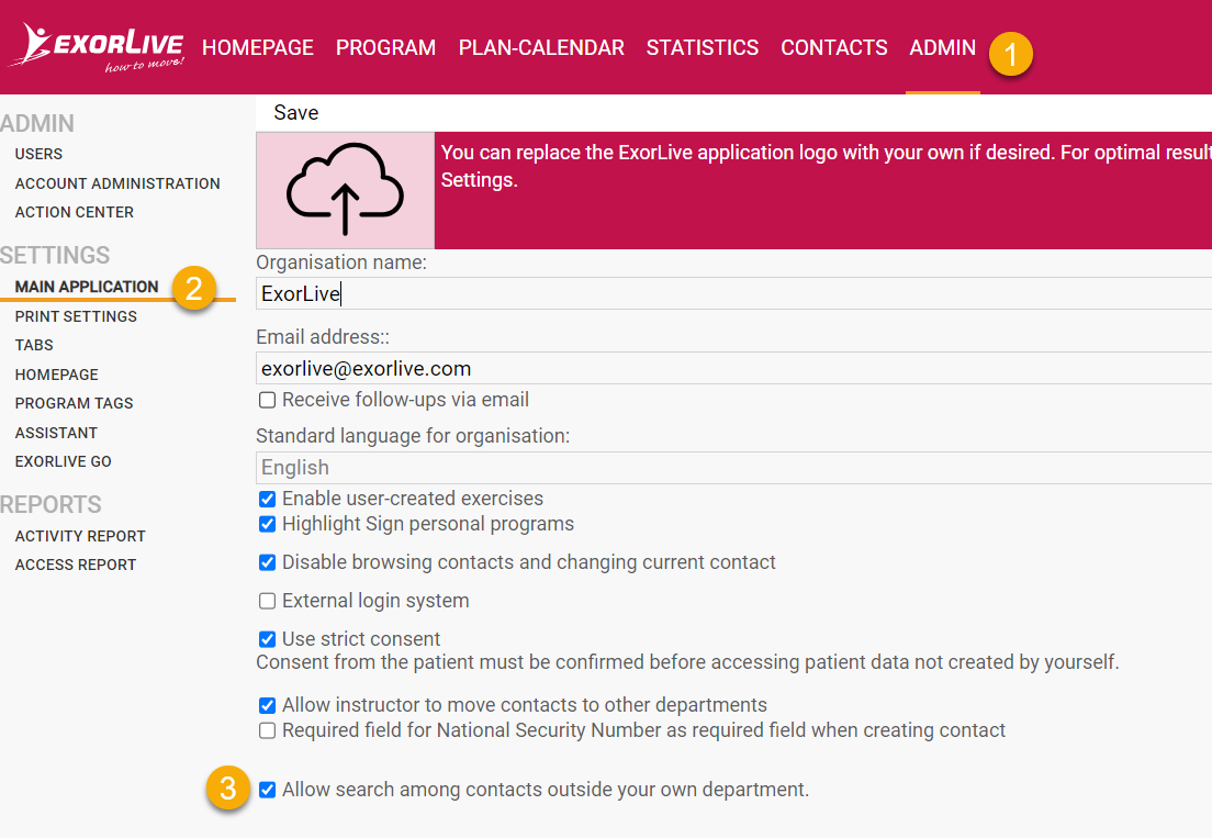 Limit instructors 'contact search in the organization – ExorLive Help ...