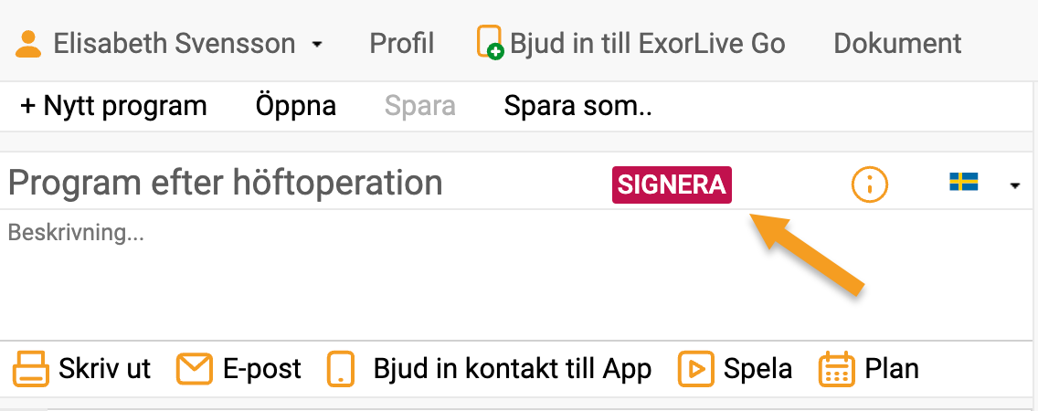 Signera personliga program – ExorLive Hjälpcenter